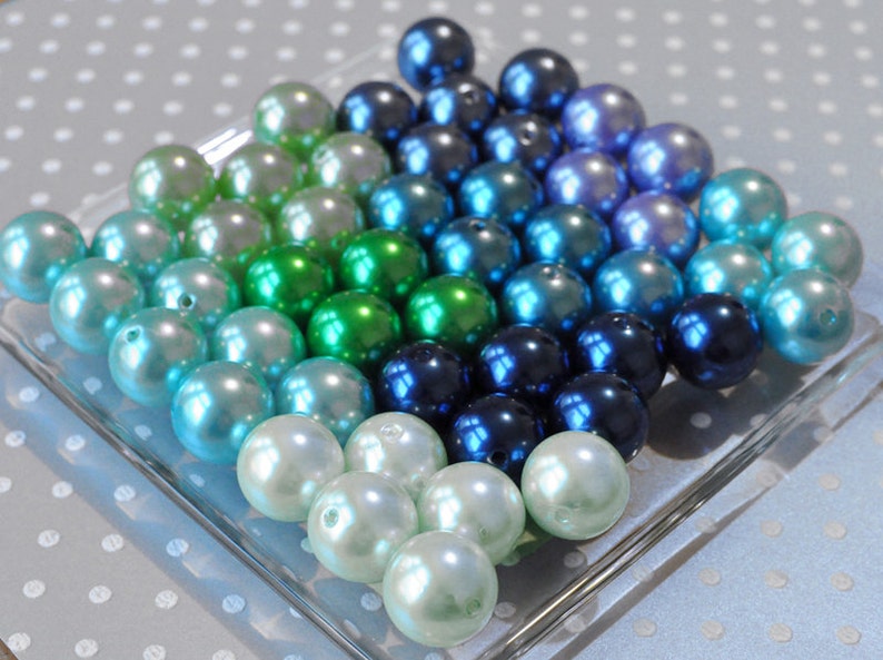 Bulk Beads, Blue Green Pearl Bubblegum Bead Mix, Chunky Beads Wholesale ...