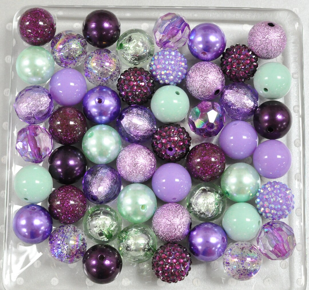 Purple Frost Bubblegum Beads, 20mm Wholesale Bubblegum Bead Mix, Plum ...