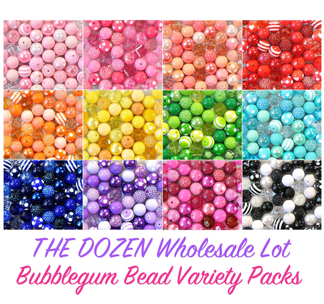 Huge Bubblegum Beads Wholesale Mix, Variety Pack Bead Mixes, 20mm Beads ...
