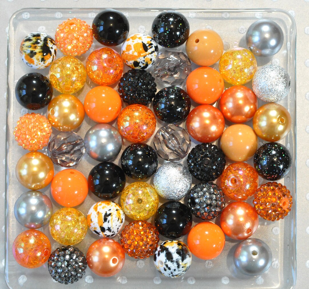 Halloween Splatter Bubblegum Beads, 20mm Bubblegum Bead Mix, Chunky ...