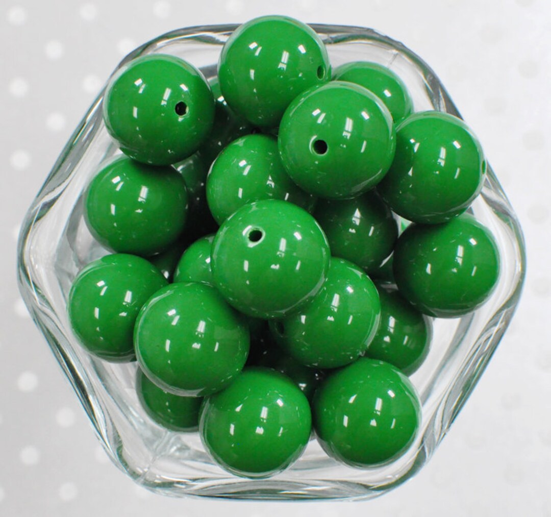 20mm Emerald Green Bubblegum Beads, Green Acrylic Chunky Bubble Gum ...