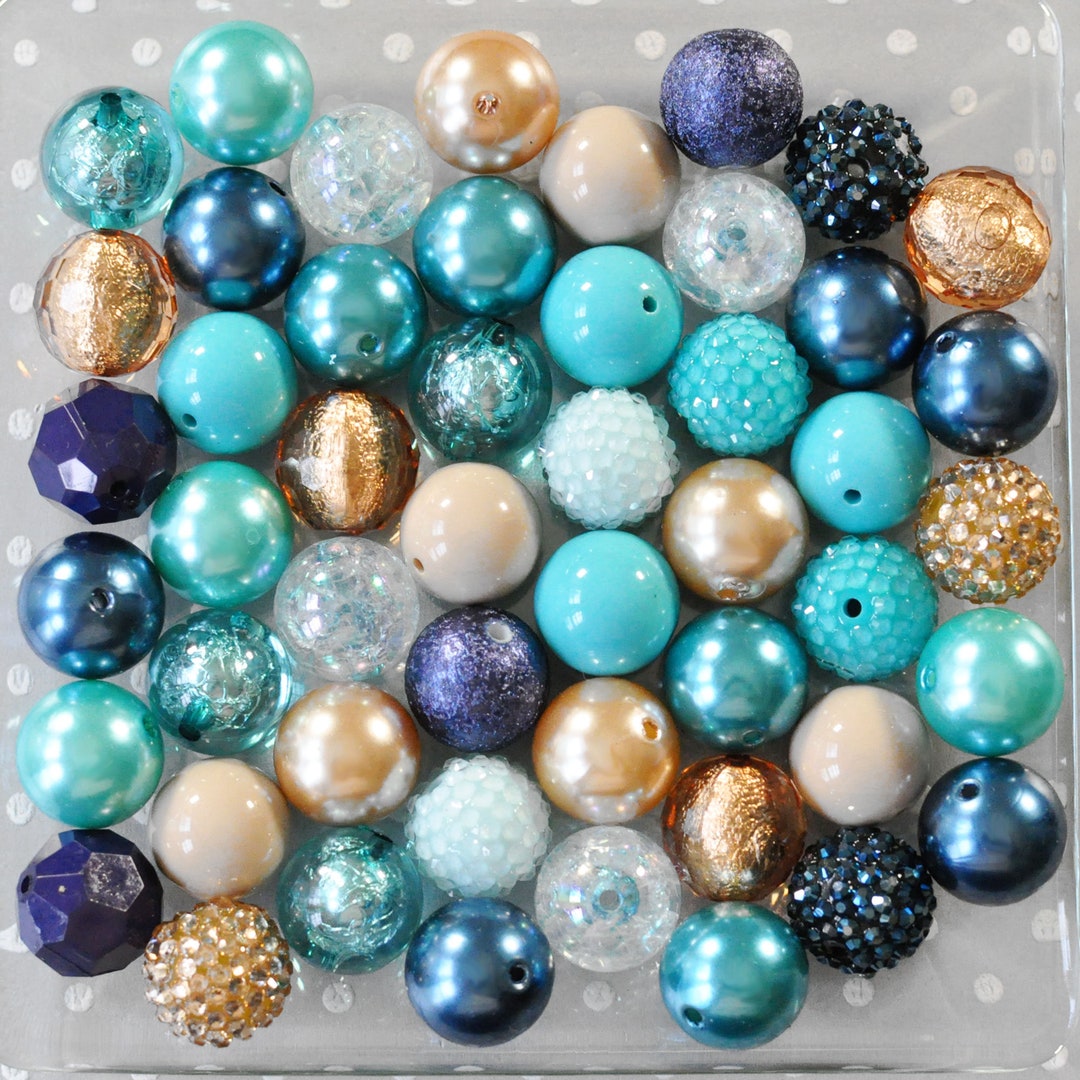 20mm Caribbean Beach Bubblegum Beads Mix, Summer Plastic Chunky Beads ...