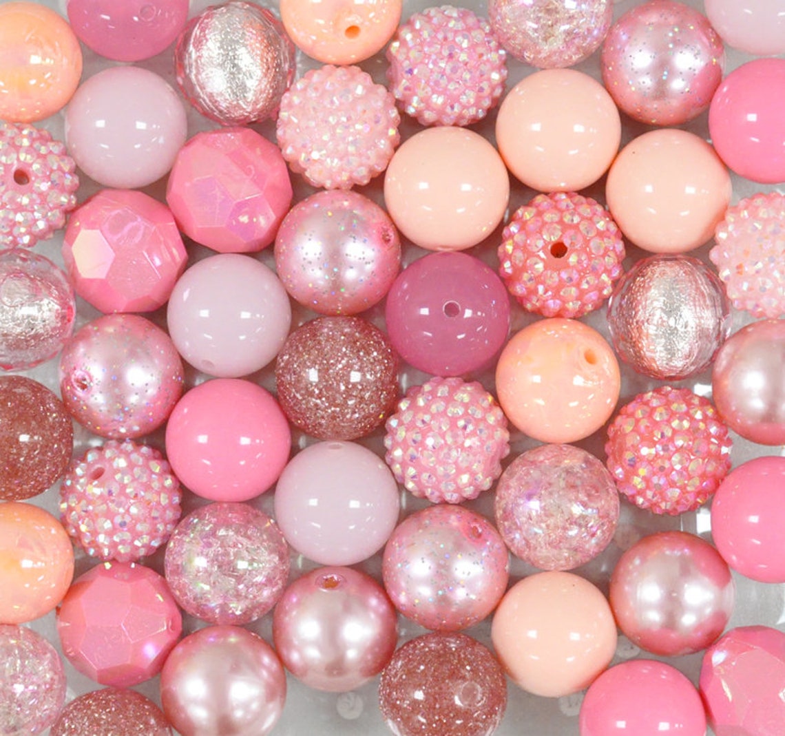 Millennial Pink 20mm Bubblegum Beads Mix Chunky Beads Bubble - Etsy