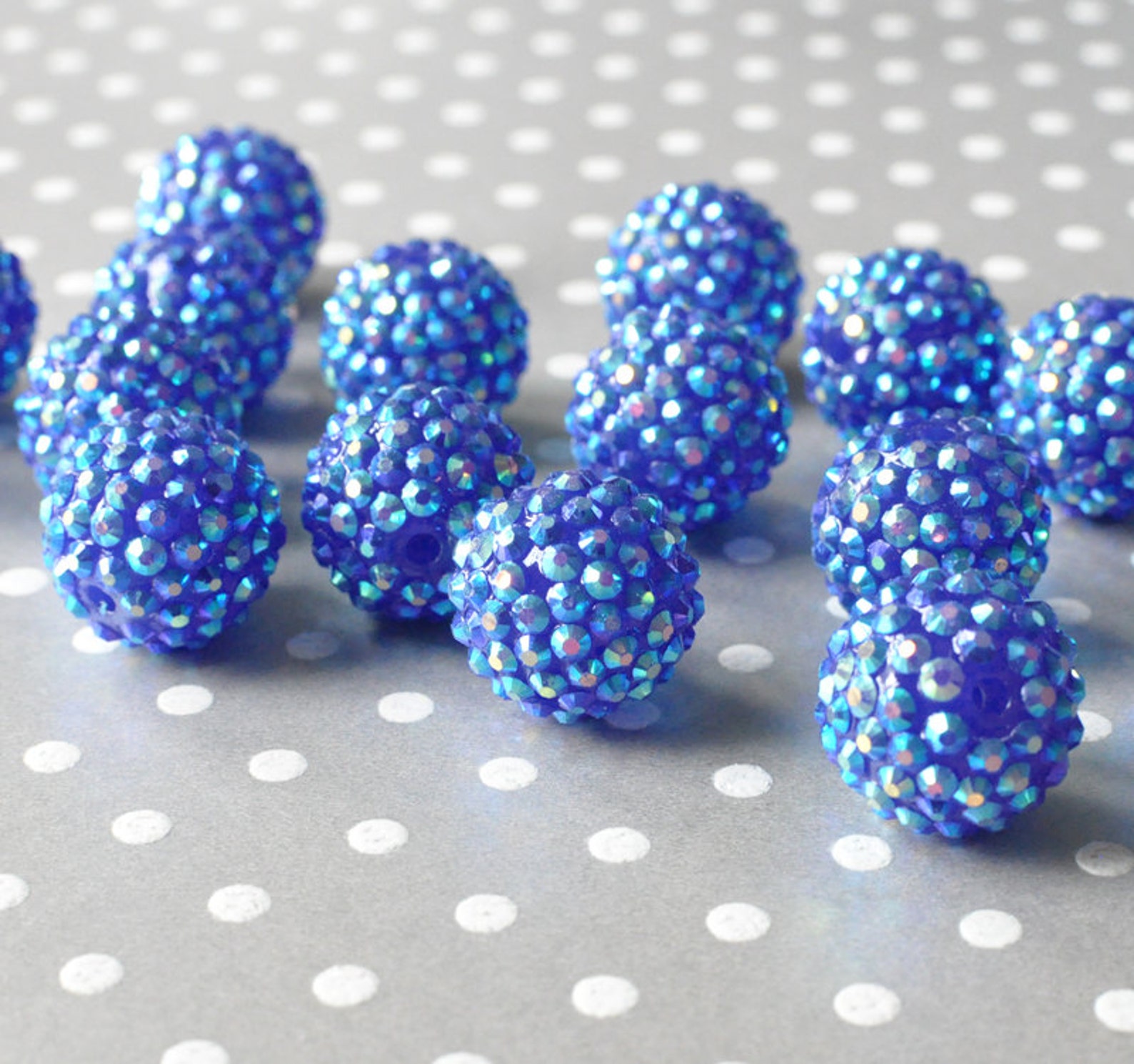 20mm Royal Blue AB Rhinestone Chunky Bubblegum Beads Set of - Etsy