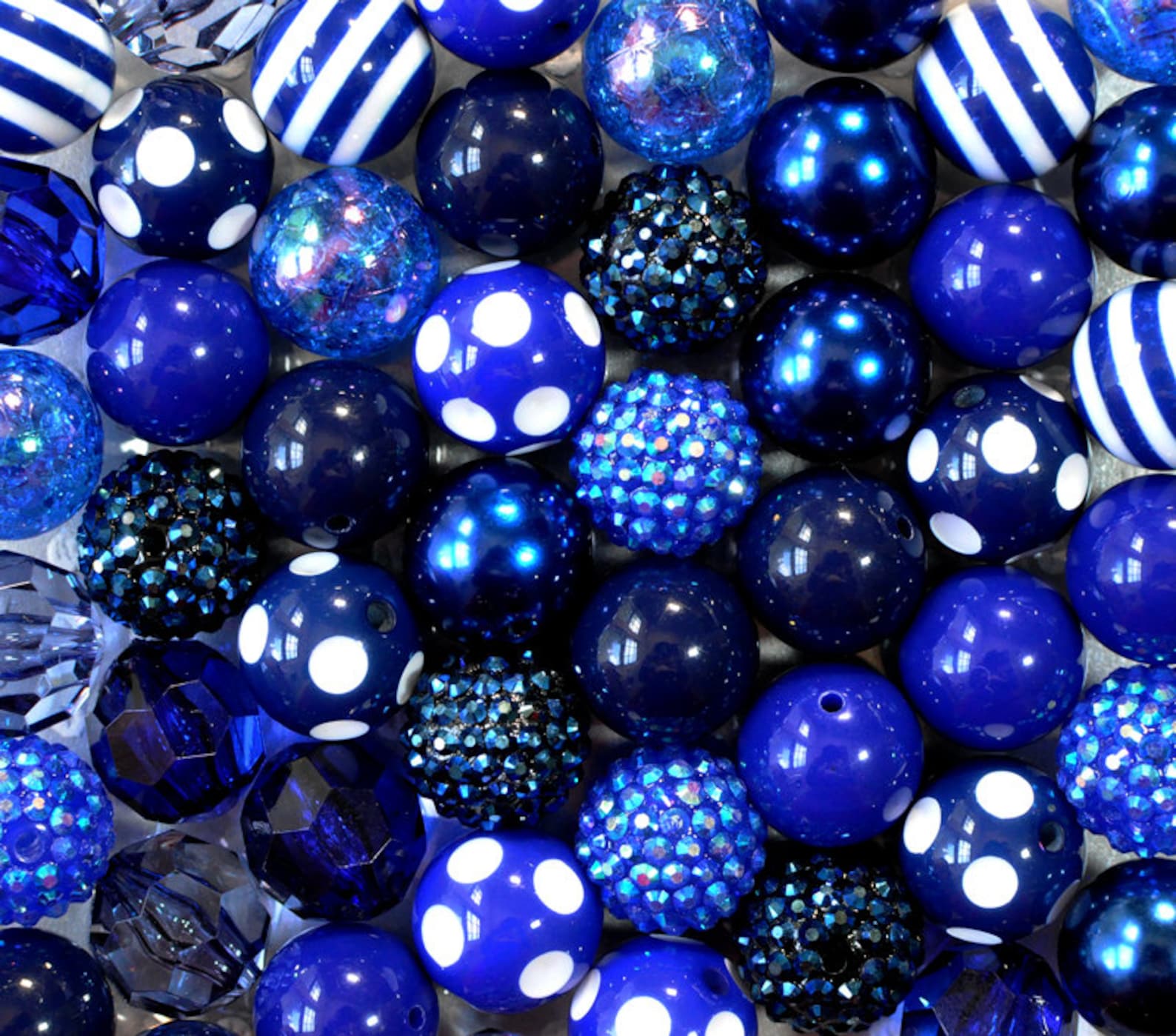 20mm Beads, Navy and Royal Blue Beads Variety Pack, Bubblegum Beads ...