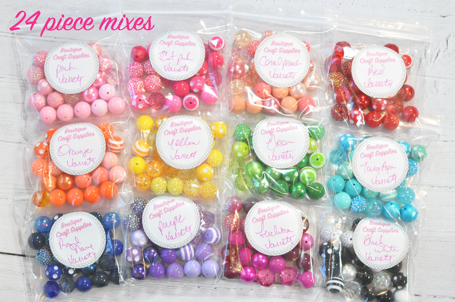 Huge Bubblegum Beads Wholesale Mix, Variety Pack Bead Mixes, 20mm Beads ...