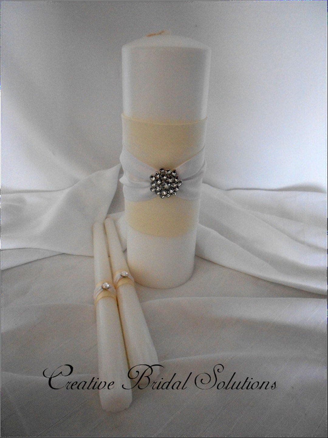 Ivory and White Wedding Unity Candle Set, Ivory White Unity Candle ...