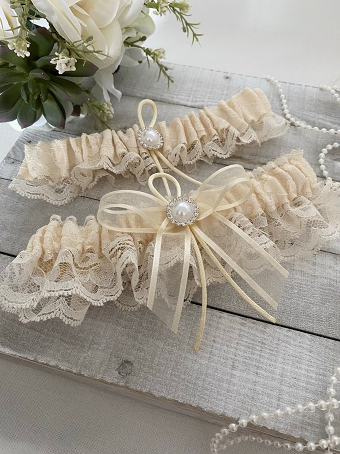 Ivory Lace Wedding Garter, Ivory Garter Set, Wedding Bridal Garter ...