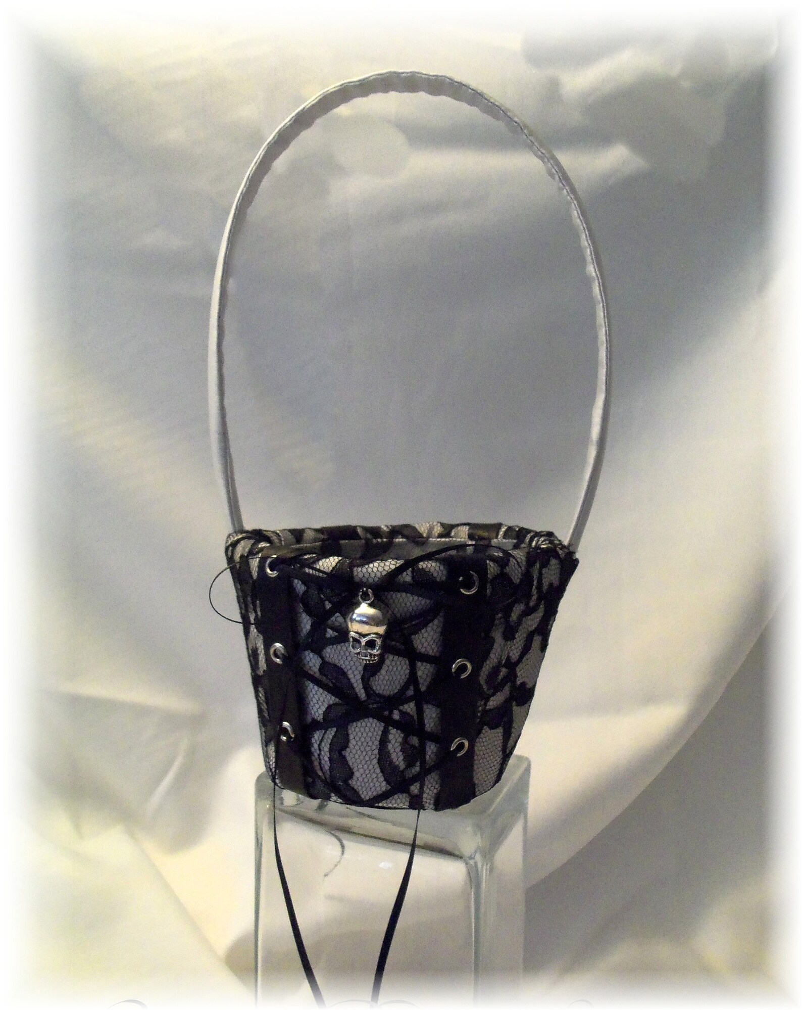 Gothic Wedding Black Lace-up Skull Flower Basket Goth - Etsy