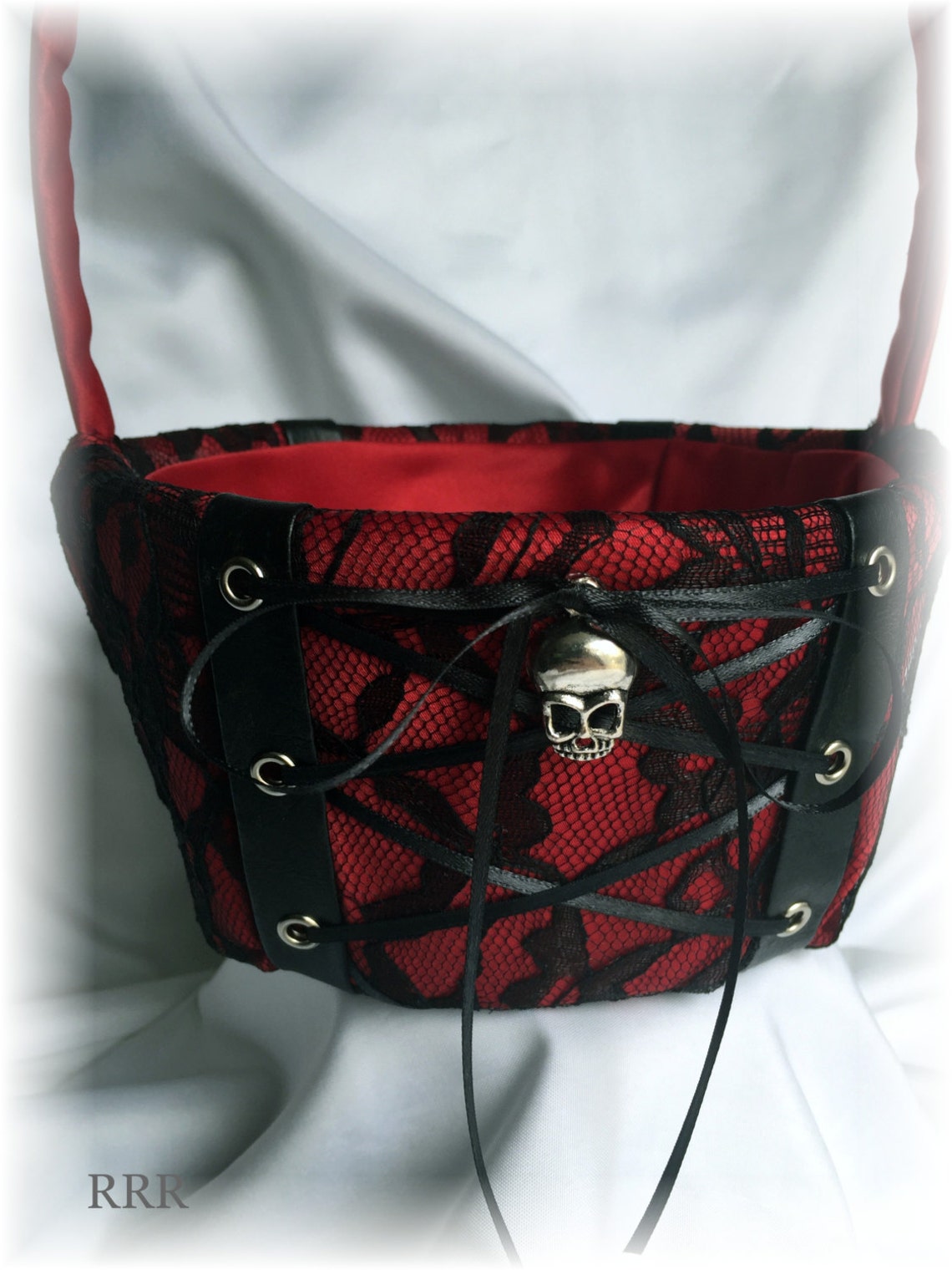 Gothic Wedding Black Lace-up Skull Flower Basket Goth - Etsy