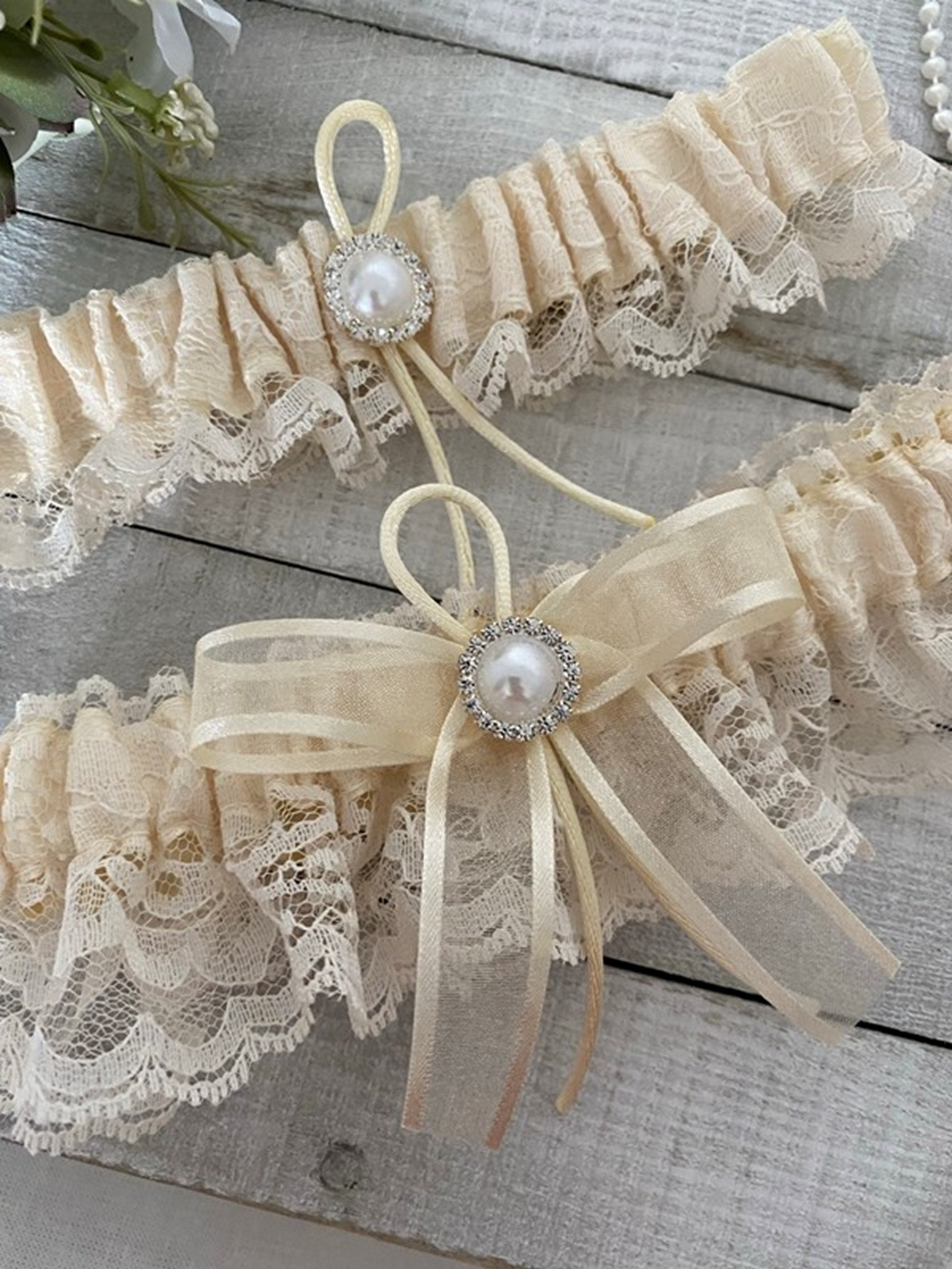 Ivory Lace Wedding Garter Ivory Garter Set Wedding Bridal - Etsy