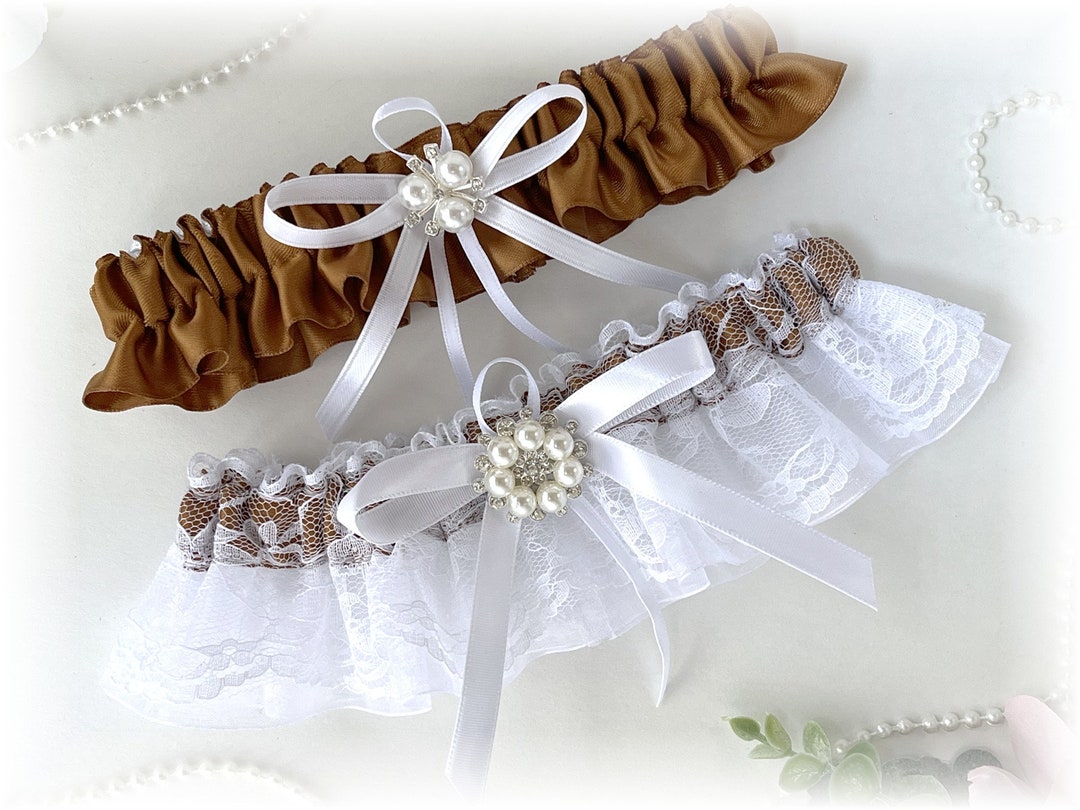 Copper Bridal Garter, Copper and White Bridal Garter, Copper Garter for ...