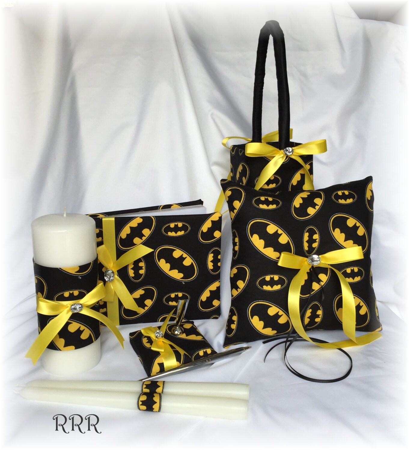 Batman Wedding Unity Candle Set Black and Yellow Unity - Etsy