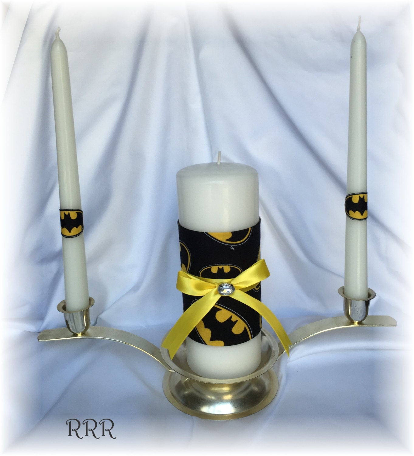 Batman Wedding Unity Candle Set Black and Yellow Unity - Etsy