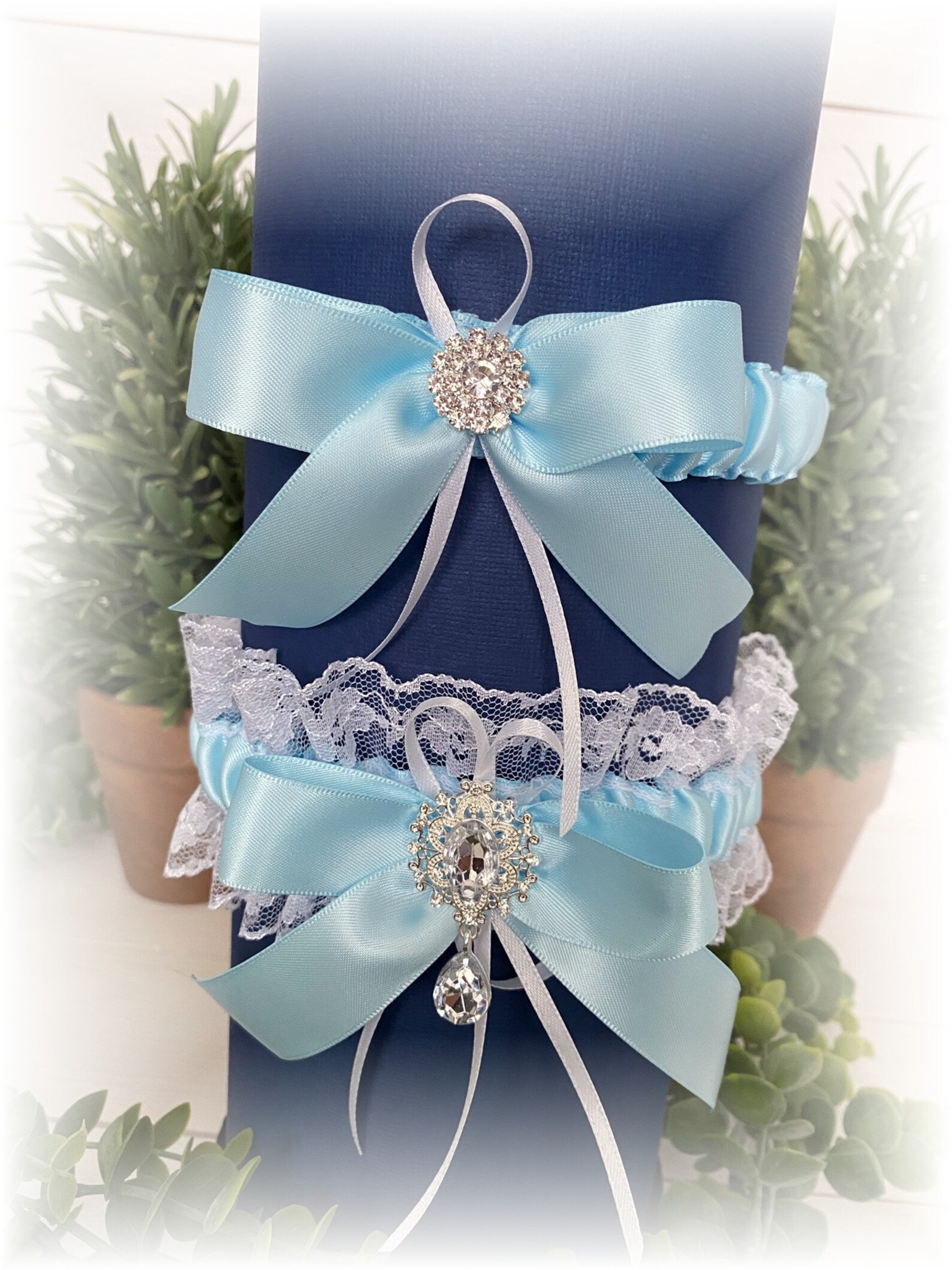 Light Blue Wedding Bridal Garter Set Wedding Garter Lace - Etsy