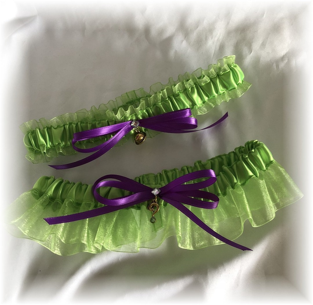 Green and Purple the Riddler Superhero Villain Wedding Bridal Garter ...