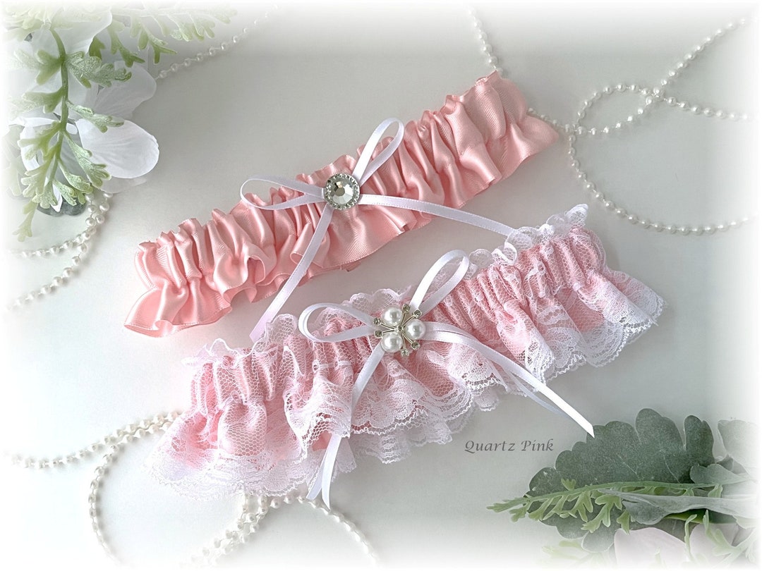 Quartz Pink Wedding Garter, Wedding Garter Set, Wedding Bridal Garter ...