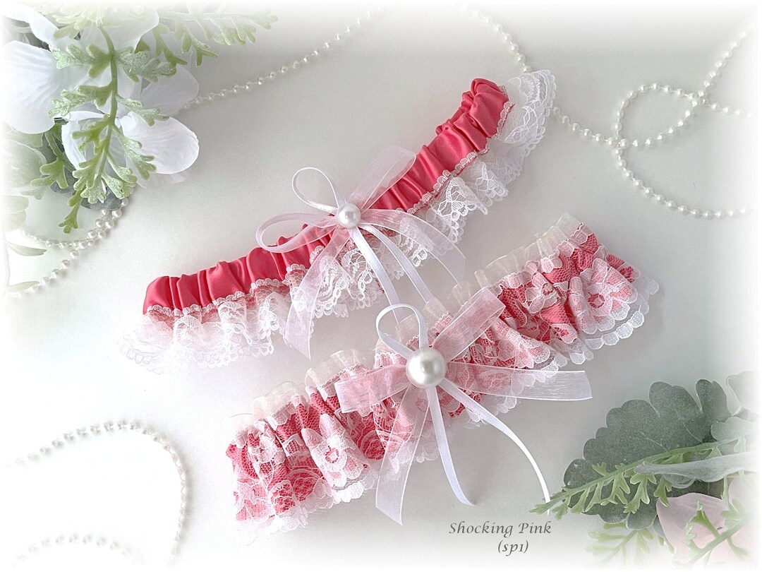 Shocking Pink Bridal Garter, Pink Bridal Garter, Garter for Bride ...