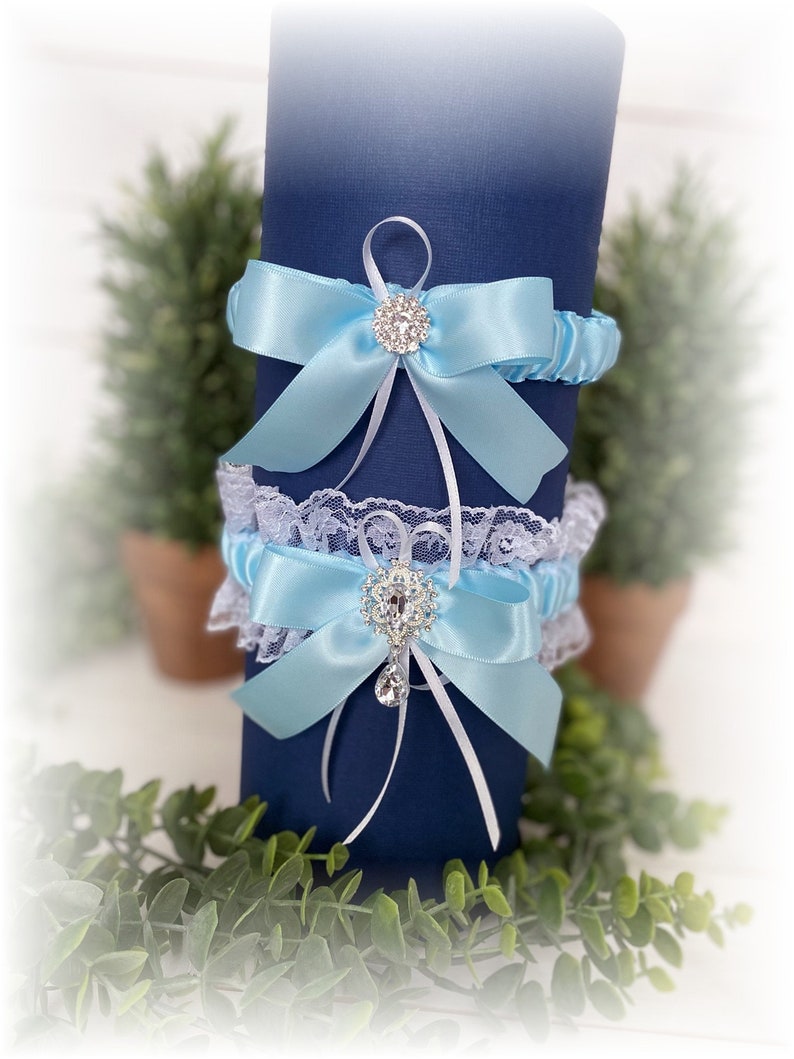 Light Blue Wedding Bridal Garter Set, Wedding Garter, Lace Garter Set ...