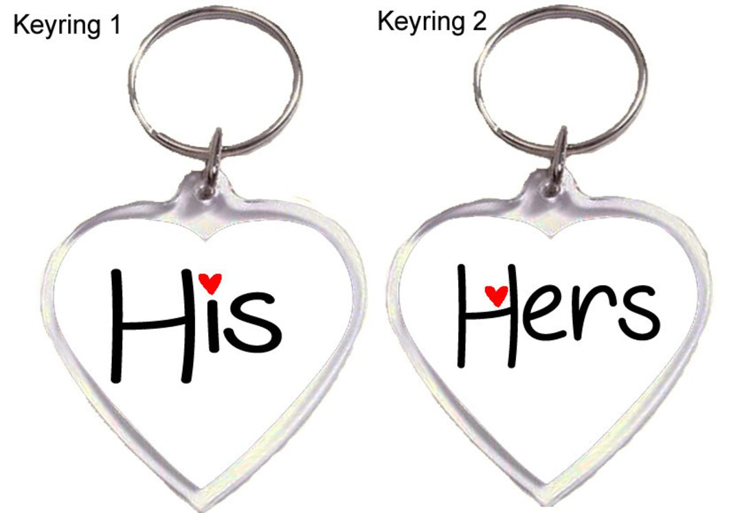 His & Hers Keyring Set 2 X Acrylic Heart Keyrings Valentines - Etsy