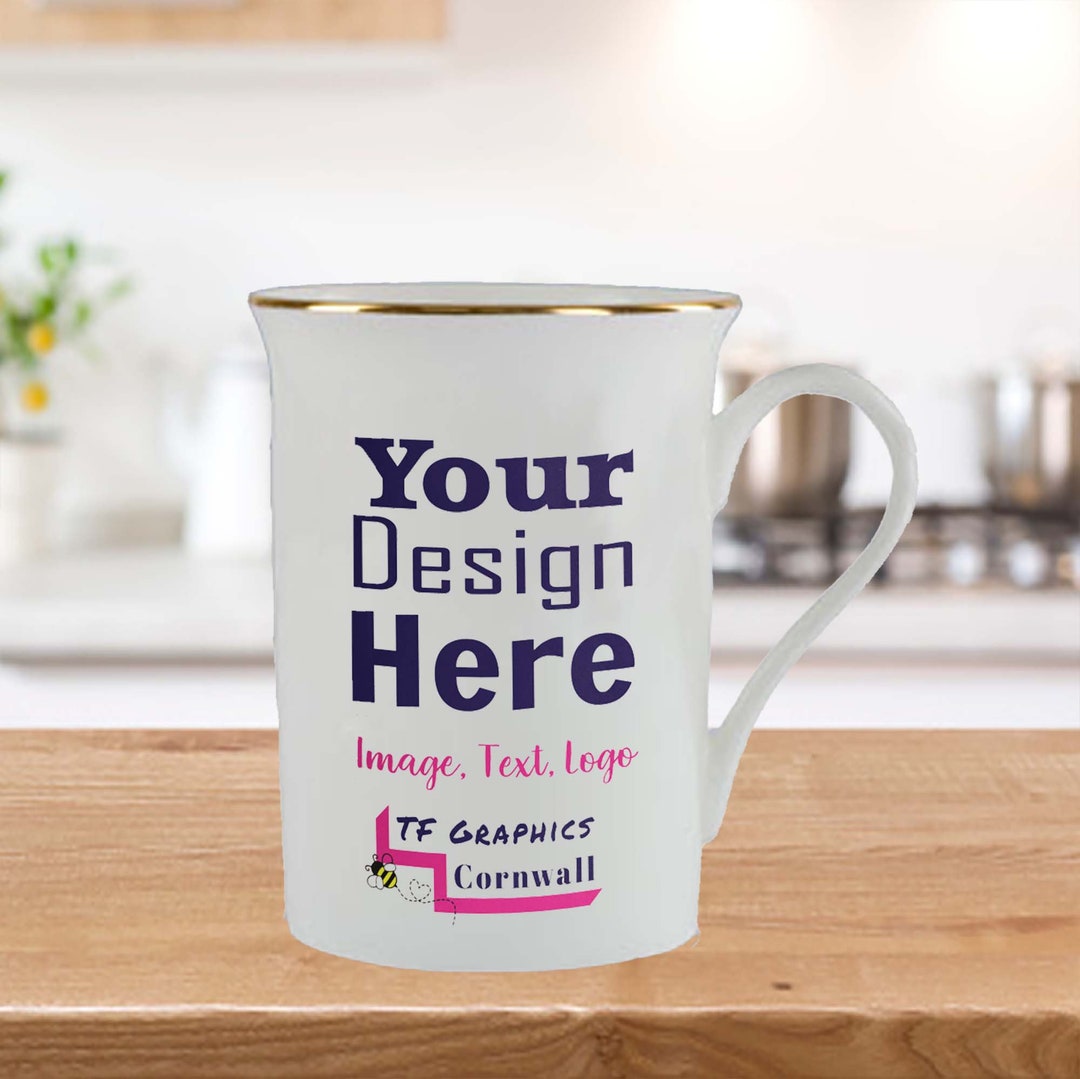 Personalised Gold Rim Bone China Mug Custom Coffee Mug - Etsy