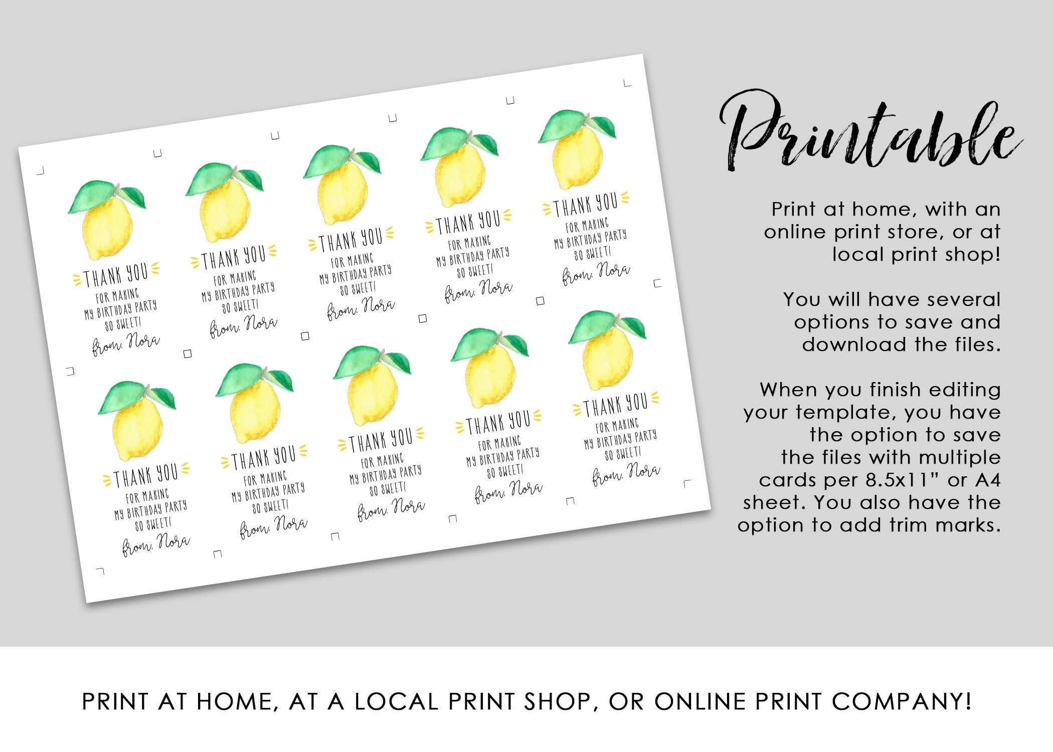 Printable Main Squeeze Lemon Birthday Party Favor Gift Tag | Etsy