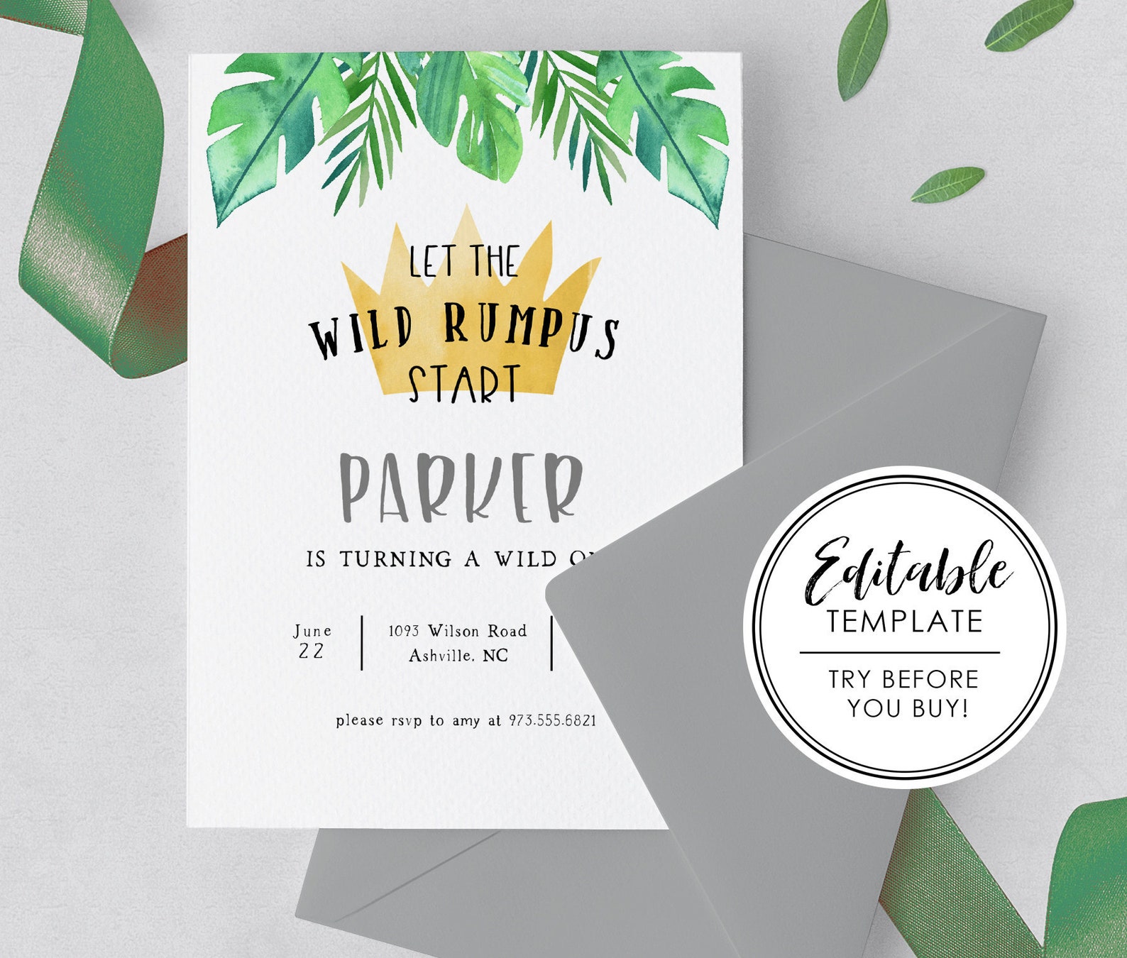 Printable Wild One First Birthday Invitation EDITABLE | Etsy