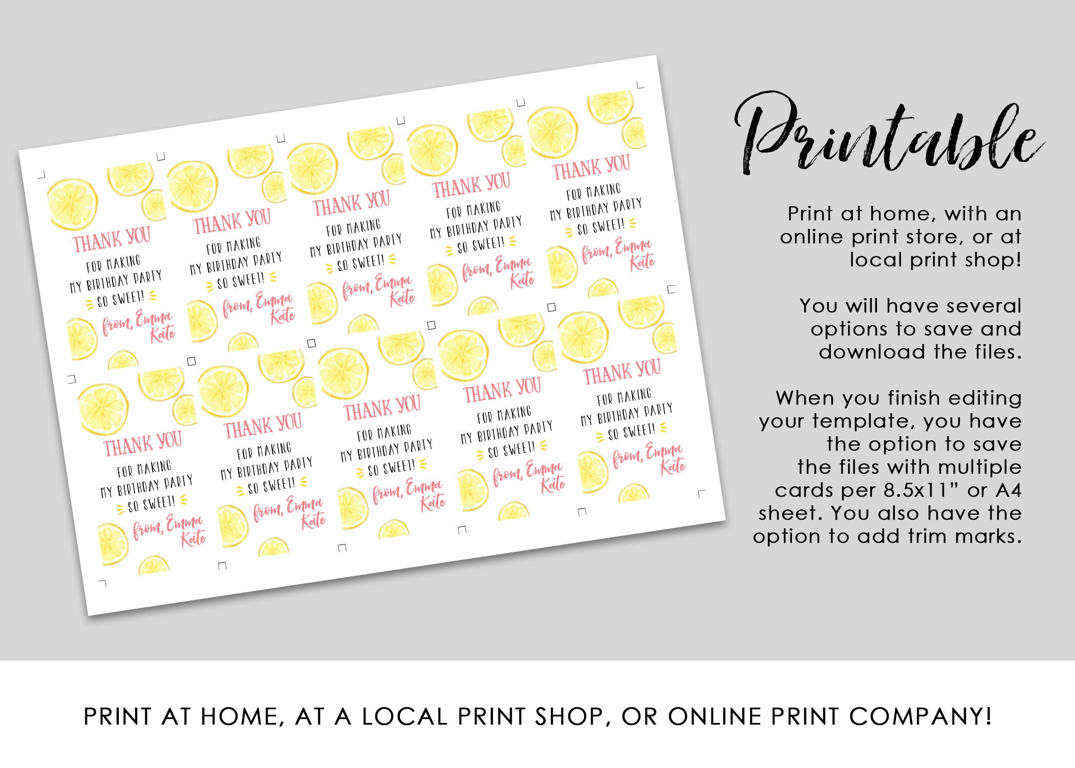 Printable Lemonade and Fun Birthday Party Favor Gift Tag - Etsy