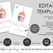 Watercolor Cupcake Birthday Printable Gift Tag EDITABLE TEMPLATE - Etsy