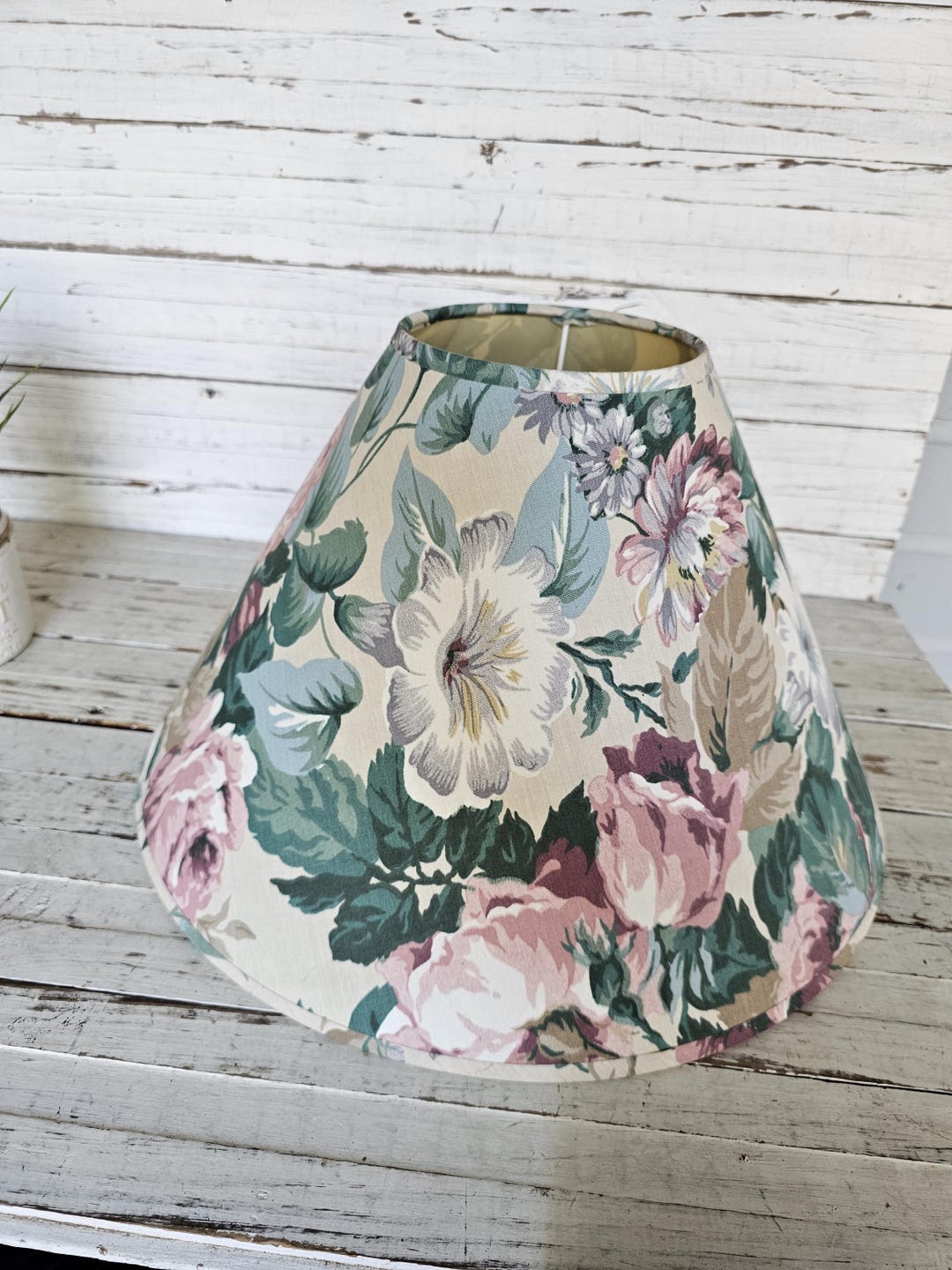 Floral Lamp Shade - Pressed Flower Vintage Lamp Shade - 10 Inch Tall ...