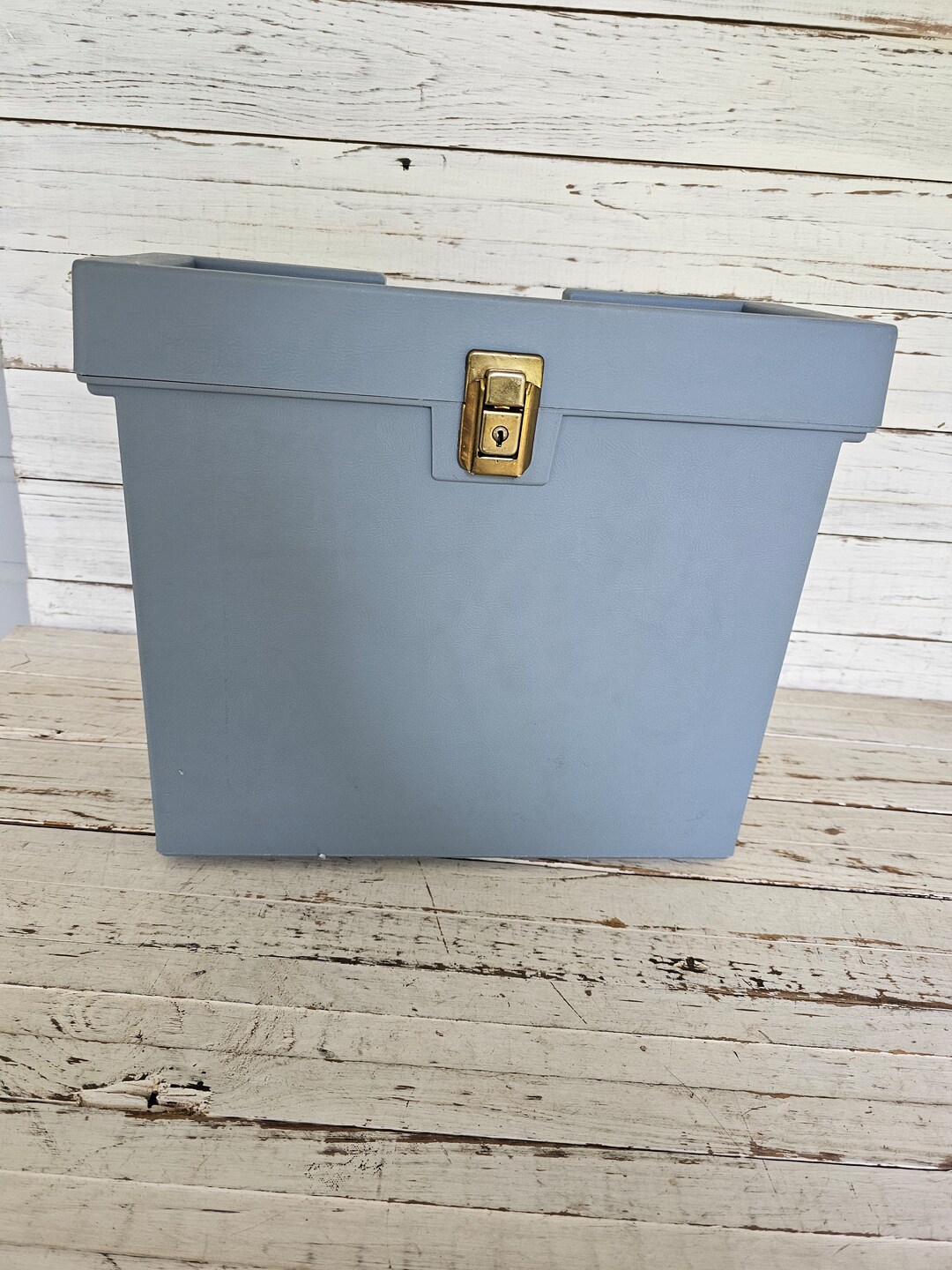 Vintage Gray Plastic Letter Box Storage Vintage Carrying Organizer ...