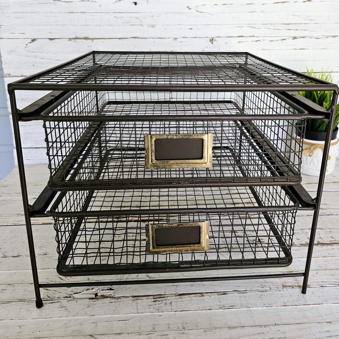 Metal 2 Drawer Letter Tray Organizer Metal Letter Holders Classic ...