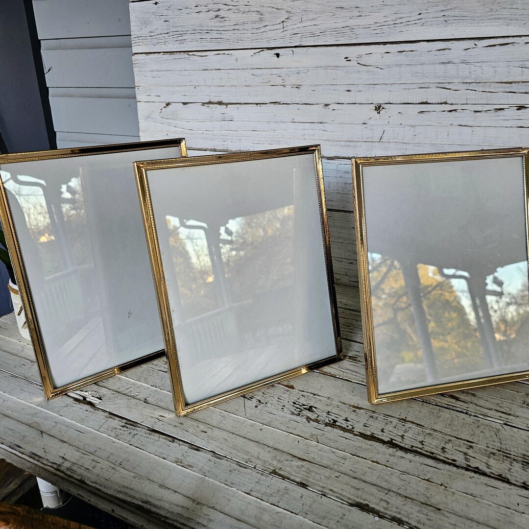 3 Vintage Gold Metal Frames Table Top Frames Classic Gold Frames 8x10 Frames Picture Frames Set ...