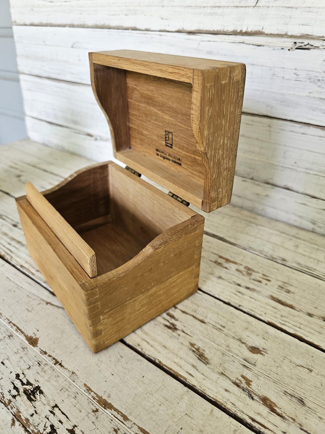 Vintage Wooden File Card Box - Corner Box Joints - Recipe Box - Wooden ...