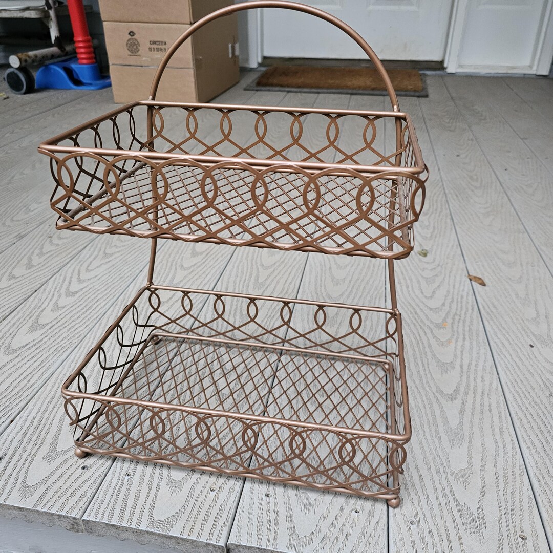 Bronze Brown Metal 2-tier Shelf Stand: Kitchen & Bath Organizer - Etsy