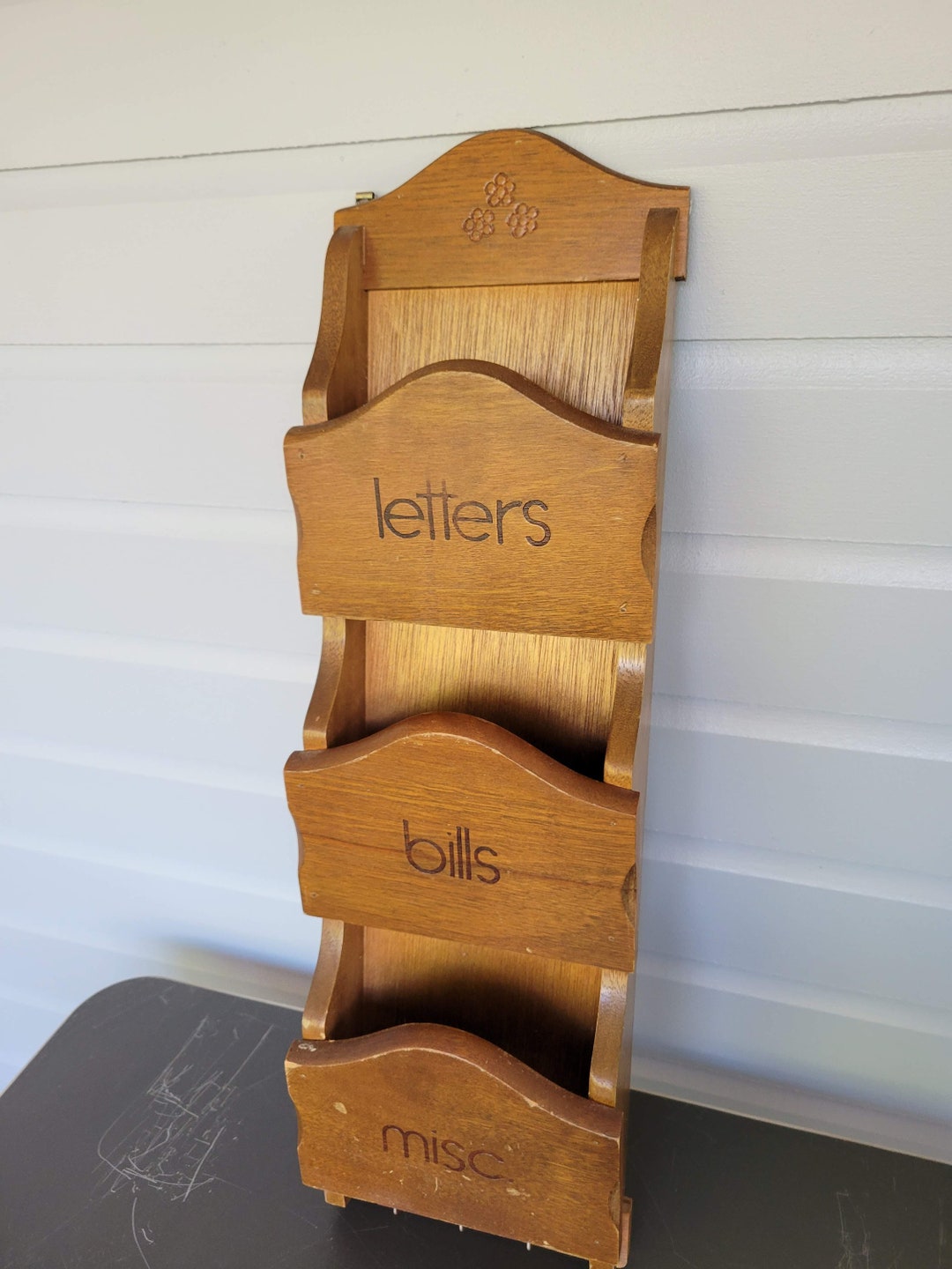 Vintage Three Section Wood Letter Storage Wall Box - Antique Box ...