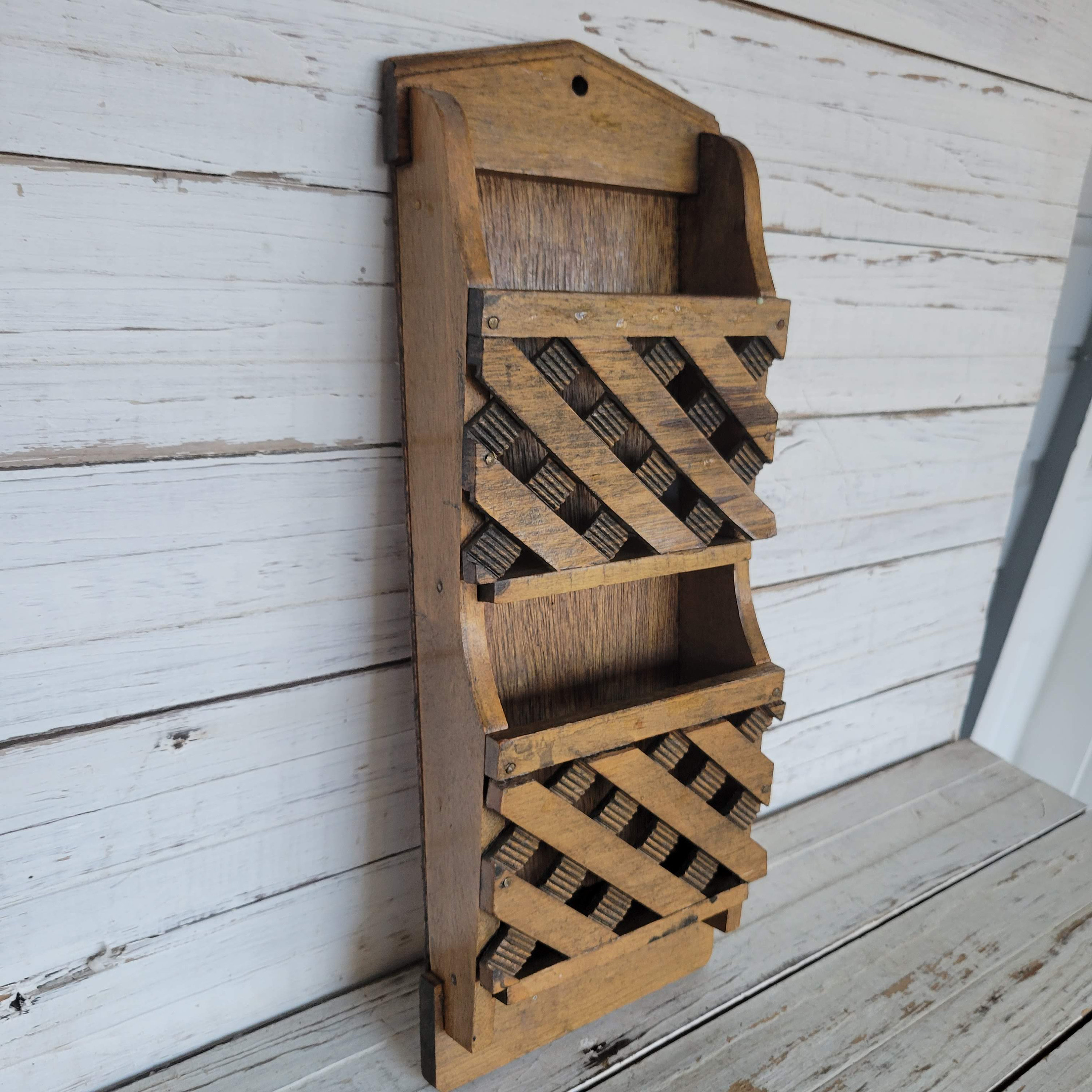 Vintage Bill and Letter Storage With Lattice Like Finish 2 Bin Wall ...