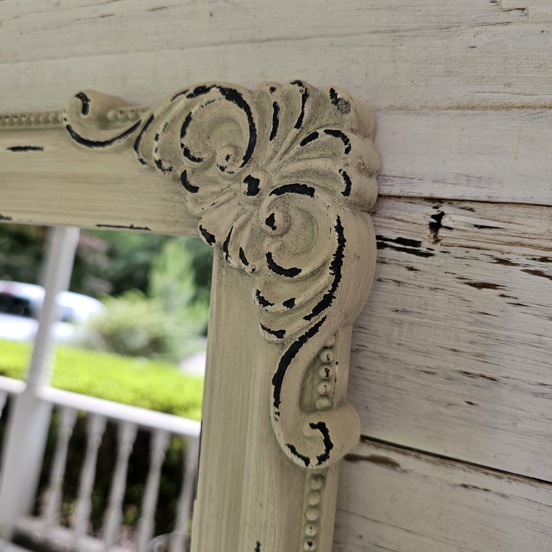 Intricate Framed Mirror - Ornate Sculpted off White Mirror - Wall ...