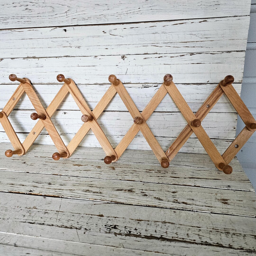 Collapsible Wooden Hat Rack 16 Peg Hat Rack Adjustable Rack Long Hat ...