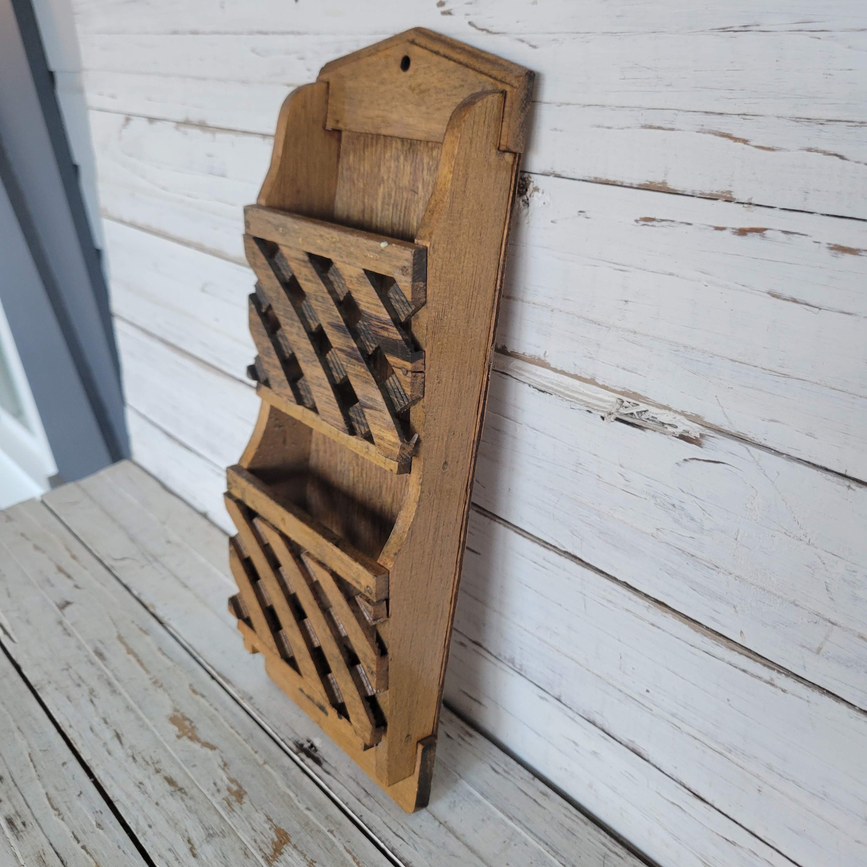 Vintage Bill and Letter Storage With Lattice Like Finish 2 Bin Wall ...