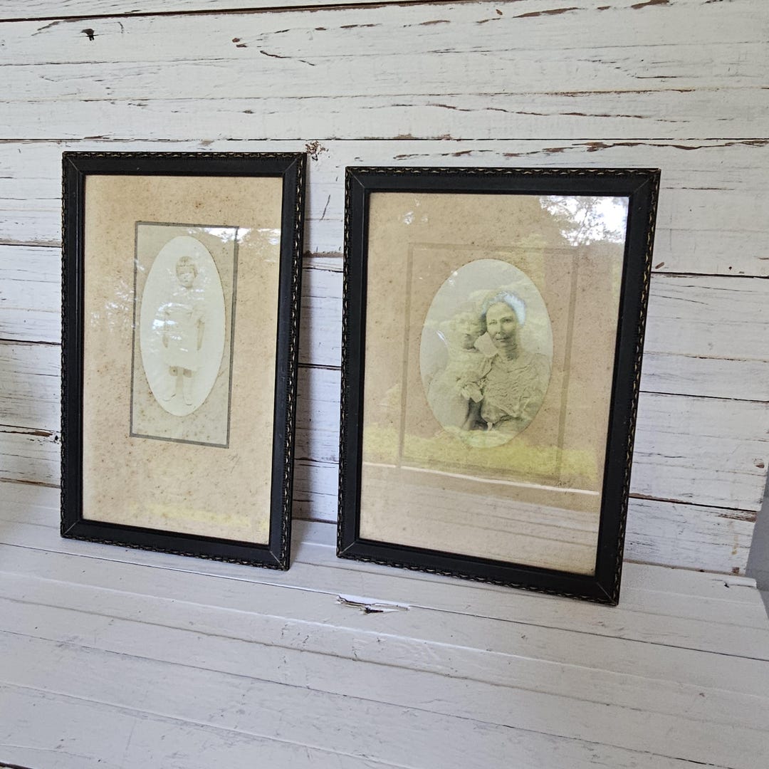Vintage Pictures With Wooden Frames - Old, Worn and Stained - Faded ...