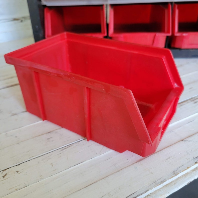 12 Bin Plastic Organizer Nails Small Items Red and Black Removable ...