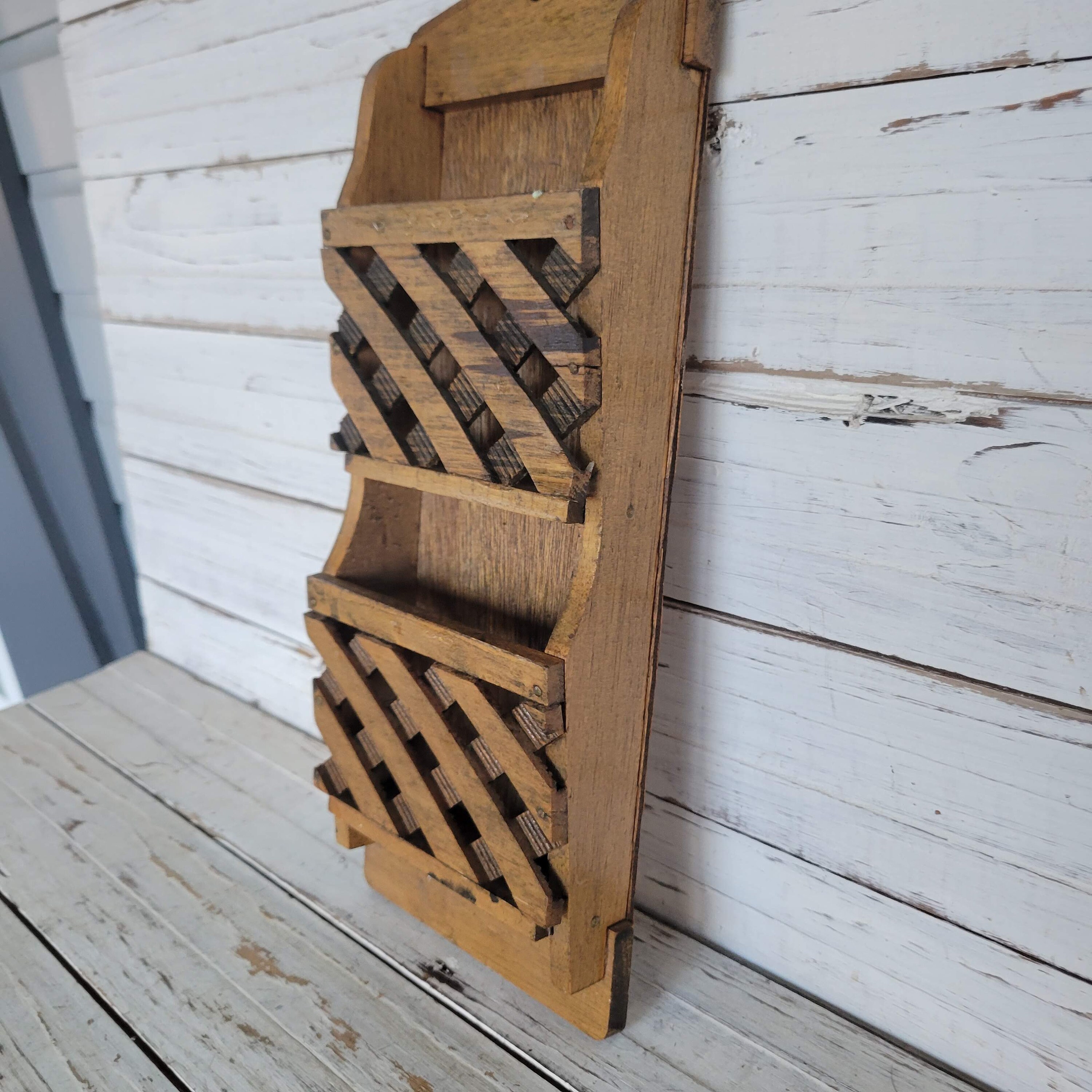 Vintage Bill and Letter Storage With Lattice Like Finish 2 Bin Wall ...