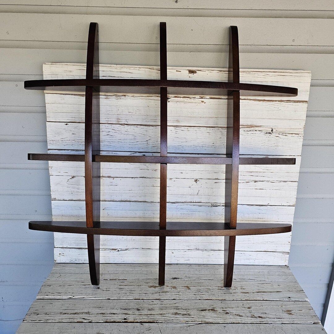 Wooden Display Shelf 3 Rows 6 Pieces Bathroom Shelf Kitchen Storage ...