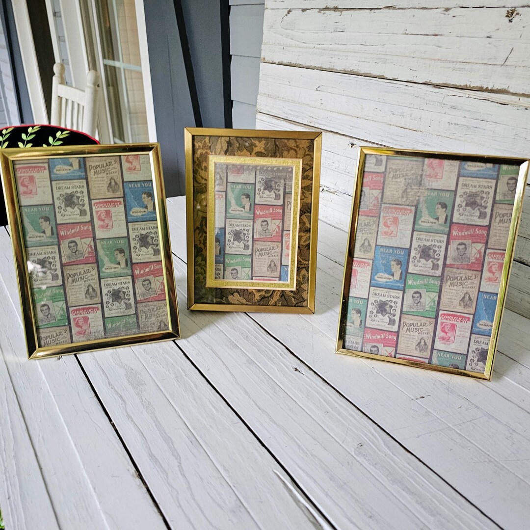 3 Vintage Gold Metal Frames - Table Top Frames - Classic Gold Frames - 3x4 and 4X6 Frames ...
