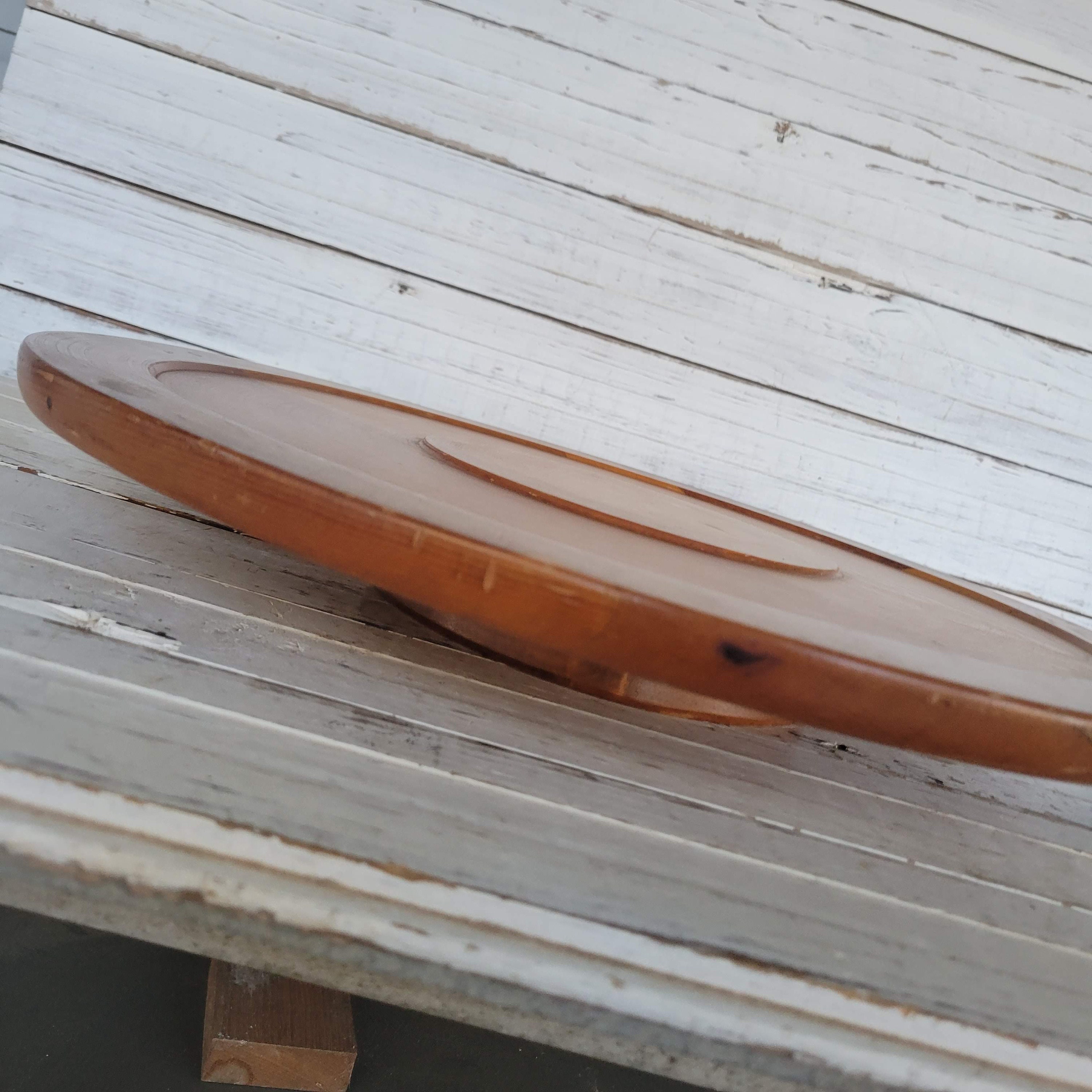 Vintage Large Wood Lazy Susan Centerpiece Decor Lazy Susan With Grooves ...
