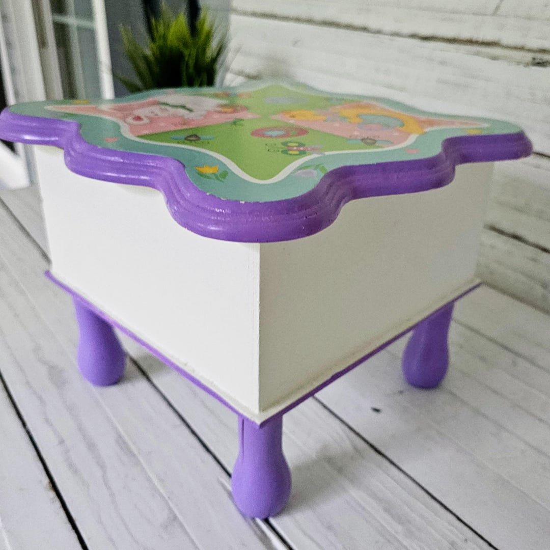 Vintage Kids Step Stool Storage Box: Ducks & Bunnies, Purple Legs - Etsy