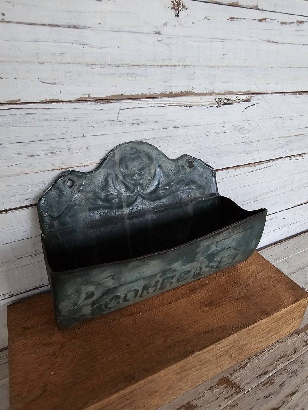 Vintage Metal Comb Holder Wall Mount Metal Comb Case Blue Endorsed With ...