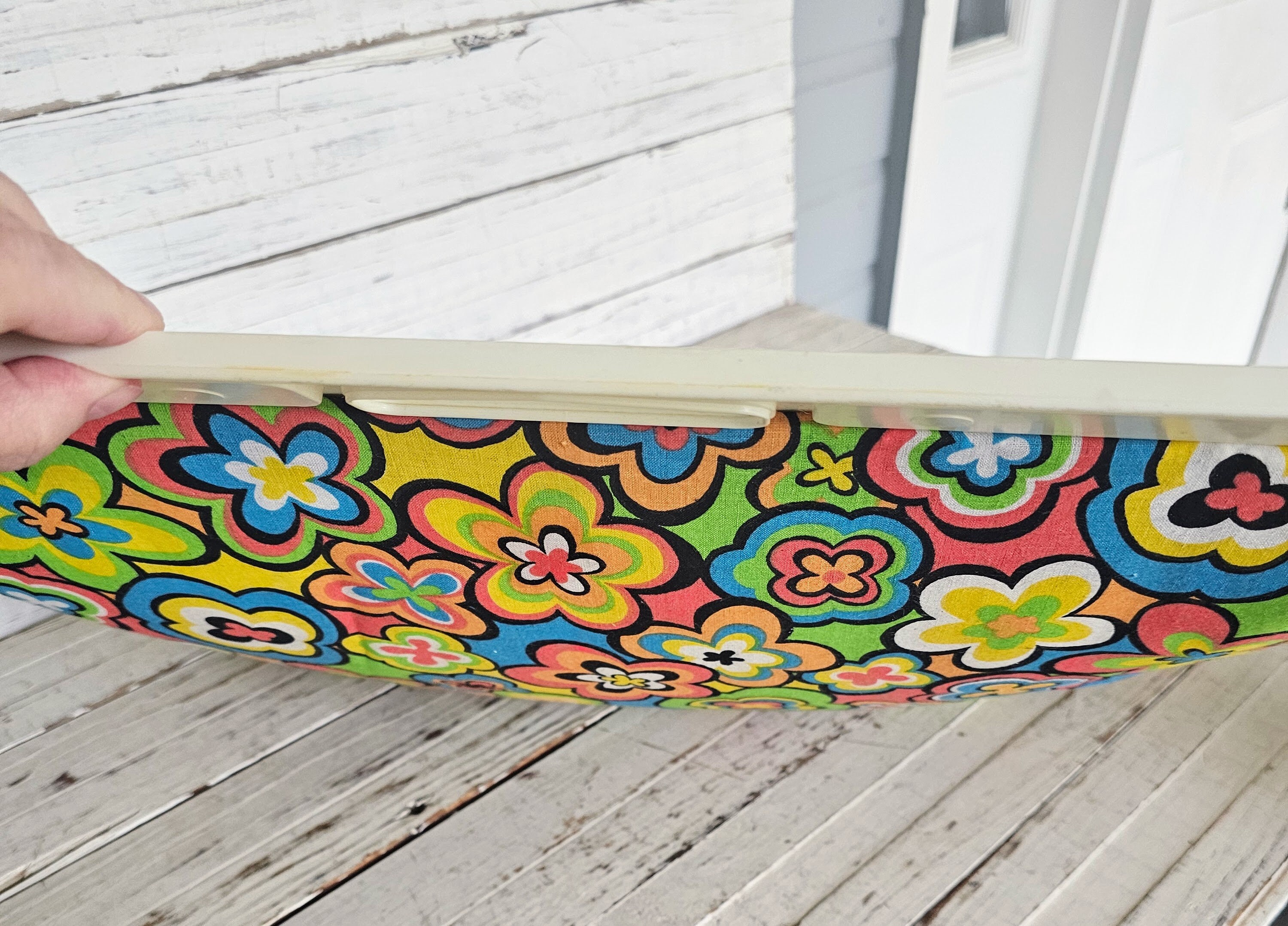 White Thick Plastic Tray With Bright Floral Cushion Portable Desk ...