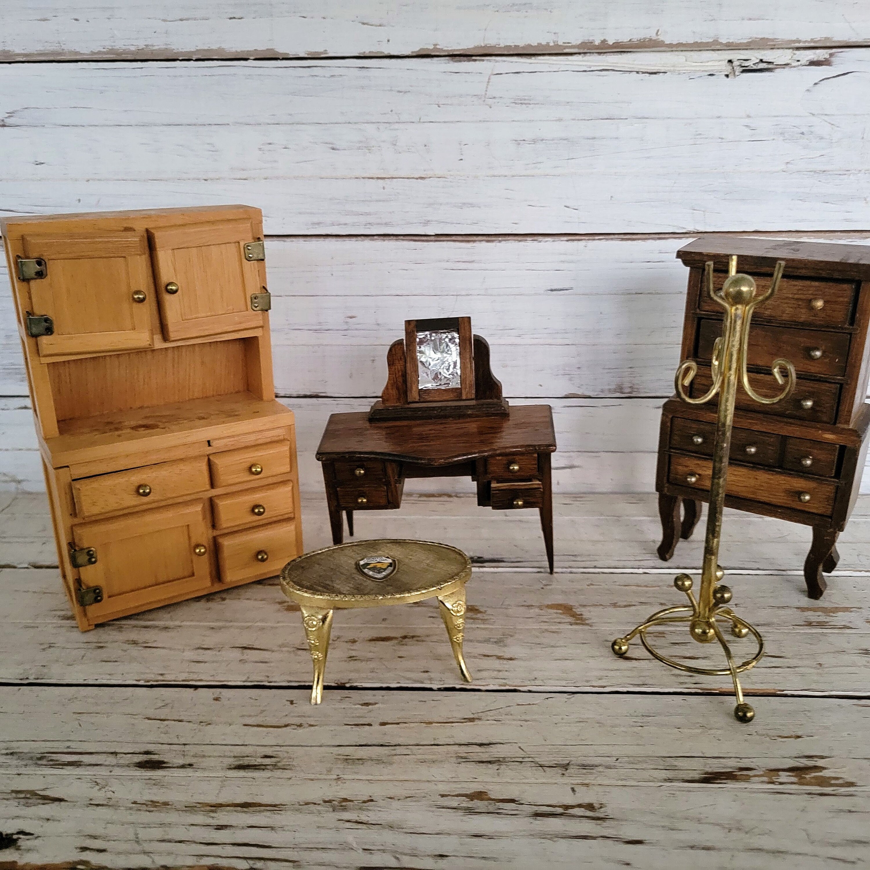 Vintage Wooden and Brass Doll House Furniture Working Parts - Etsy